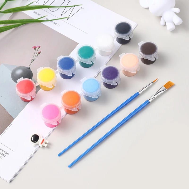 Jual 1 SET CAT LUKIS AKRILIK MINI UKURAN 3ML ISI 6 DAN 12 WARNA TERANG ...