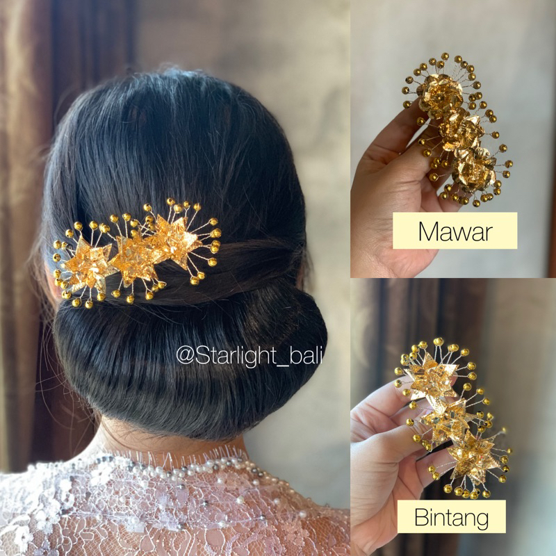 Jual Semanggi Mawar/Bintang mini Mutiara (isi 3 bunga) / Hiasan Karet ...