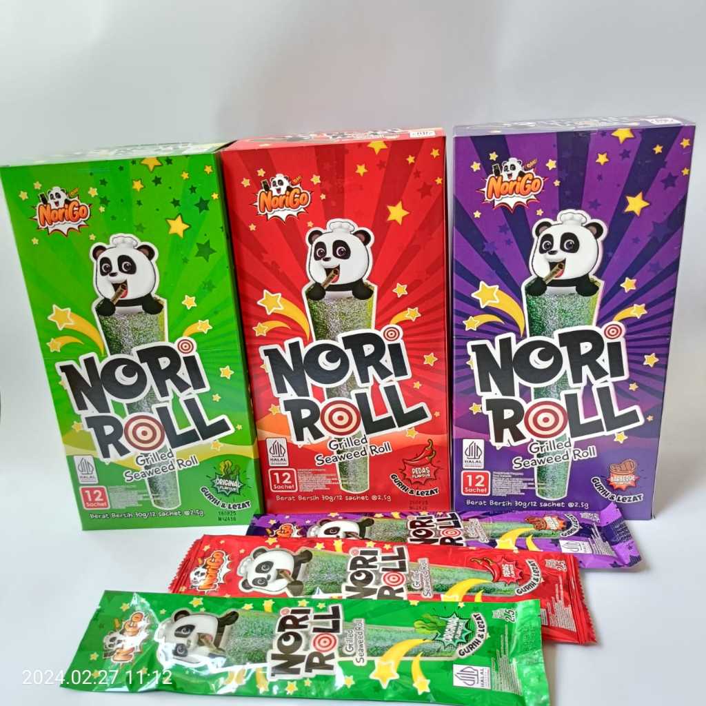 Jual NORI ROLL NORIGO | SNACK RUMPUT LAUT NORI ROLL NORIGO (1BOX 12 PCS ...