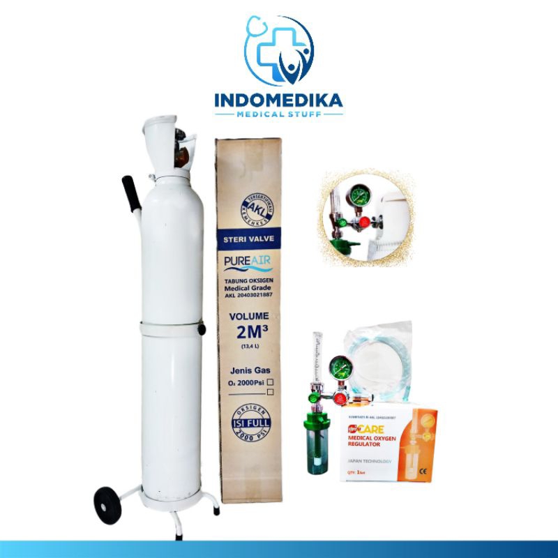 Jual Tabung Oksigen 2m3 Set + (Troli+regulator+nasal) - Tabung oksigen siap Digunakan | Shopee ...
