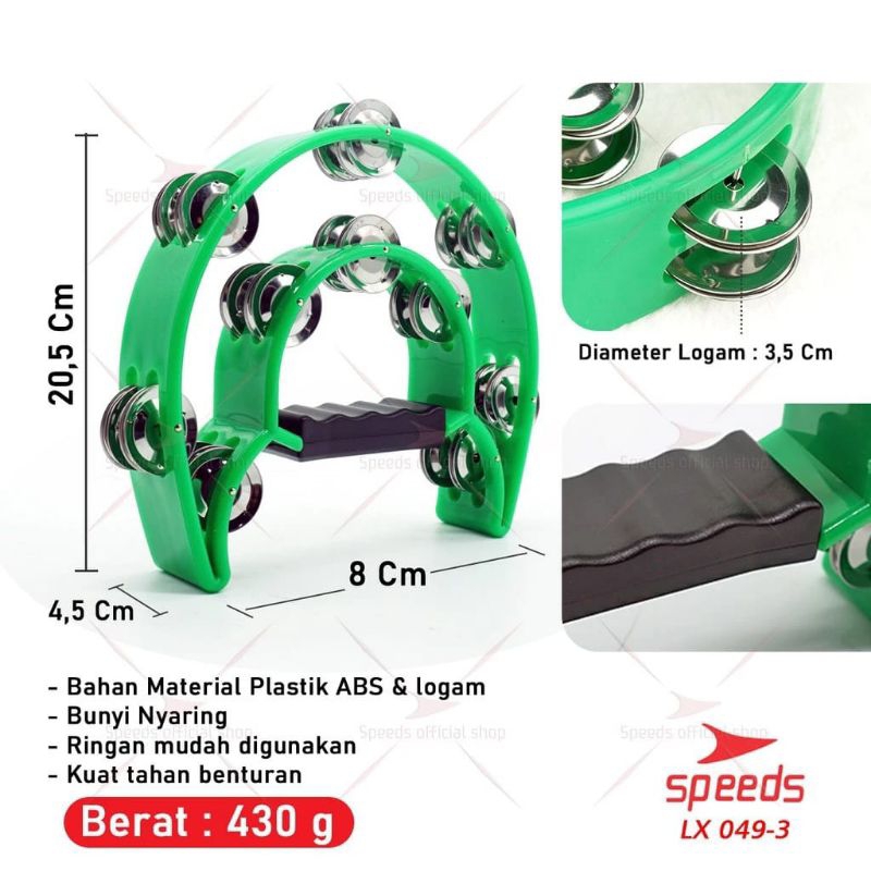 Jual SPEEDS Tamborin alat musik perkusi tambourine kecrekan double ring ...