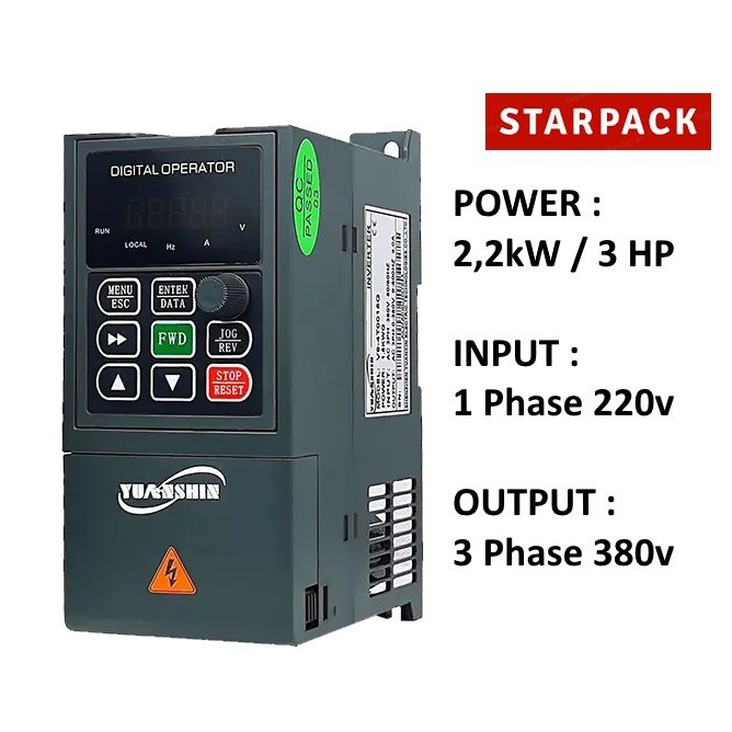 Jual Inverter VFD Yuanshin V9 2,2kW/ 3HP Input 1Phase 220V Output 3Ph 380V | Shopee Indonesia
