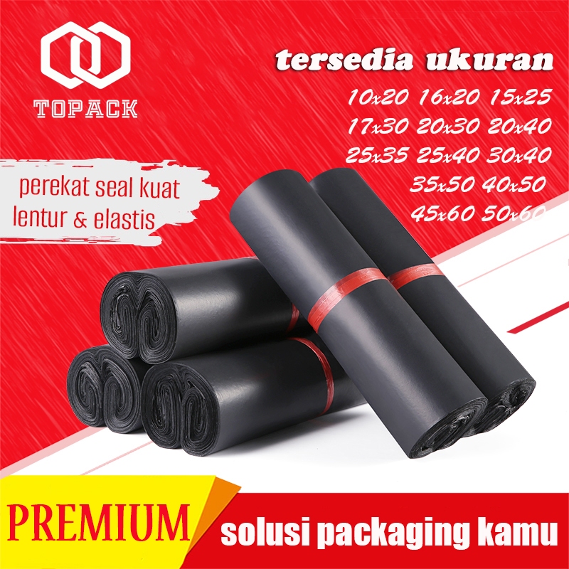 Jual polymailer Hitam plastik packing premium 100/50 Pcs Glossy ...