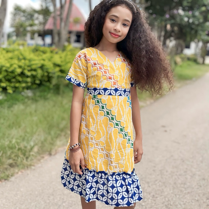 Jual NEW DRESS BATIK ANAK KUNING PARAGAN Raline LAWASAN CANTIK DRESS ...