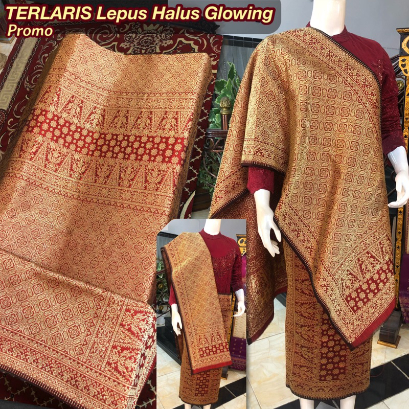 Jual Songket Lepus Halus Glowing Merah Darah /songket tenun asli palembang /ilham songket ...
