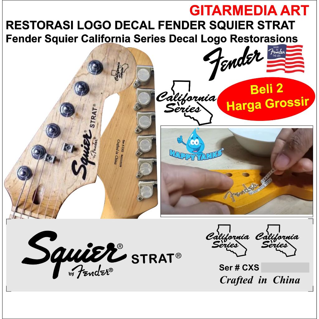 Jual logo fender squier stratocaster california series-logo fender ...
