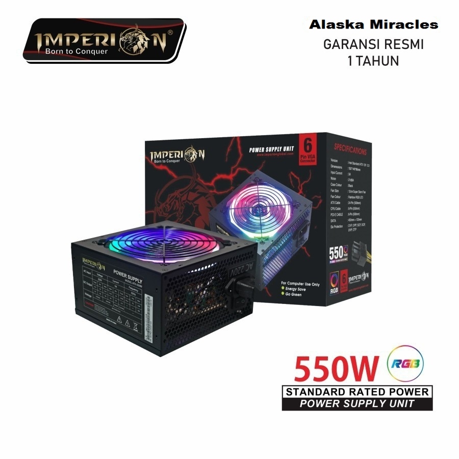 Jual Power Supply 550W PSU Imperion Gaming RGB | Shopee Indonesia