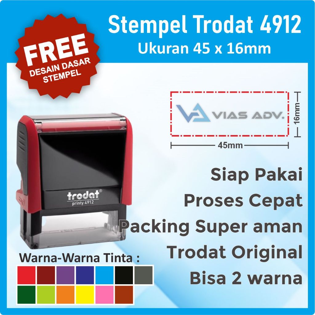 Jual Stempel Praktis Trodat 4912 (45x16mm) FREE DESAIN | Stempel 2 Warna Stempel Nama Dokter IDI ...