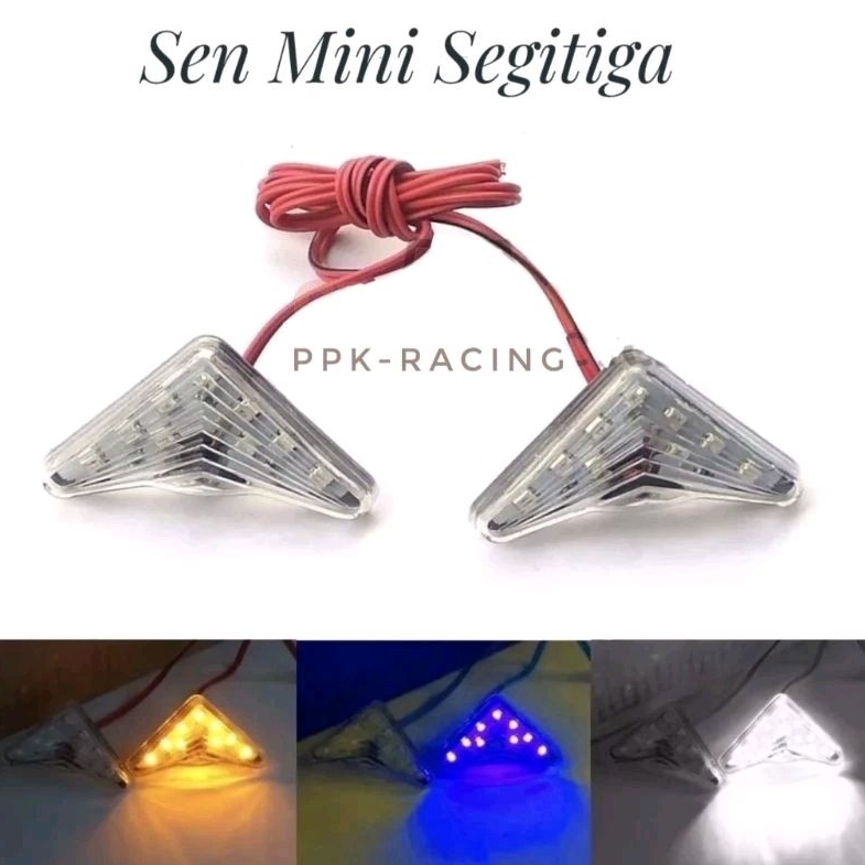 Jual Sen Tempel segitiga Neon Mini Lampu Sein Tempel LED Segitiga Mini Universal | Shopee Indonesia
