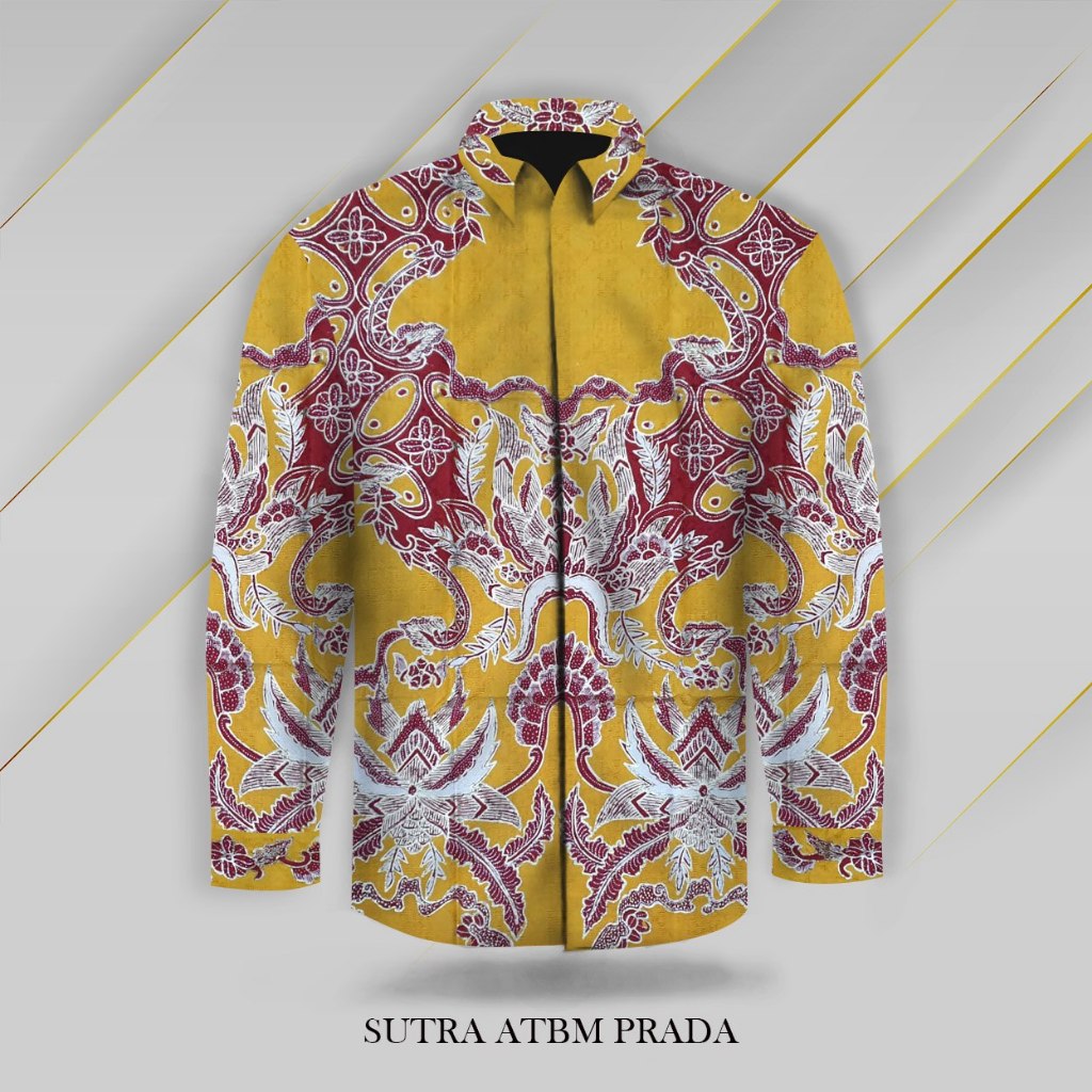 Jual Croc/ Kain Batik Tulis Sutra Prada Tinta Emas Pola Kemeja Pria ...