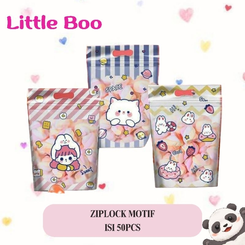 Jual isi50 Zip lock bag makanan cookies lucu / Zipper lock makanan ...