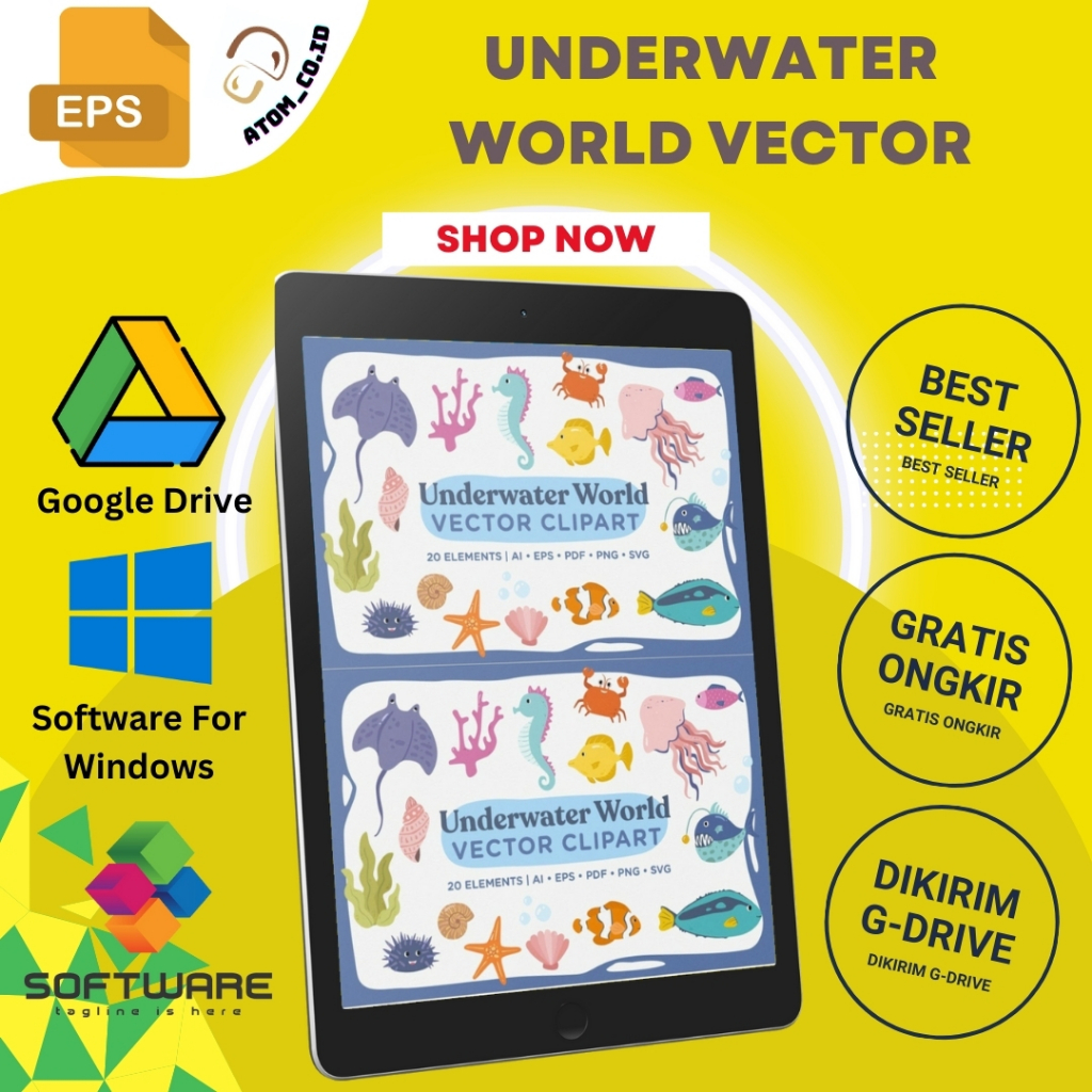 Jual Underwater World Vector Clipart Pack - Vector Designs | Shopee Indonesia