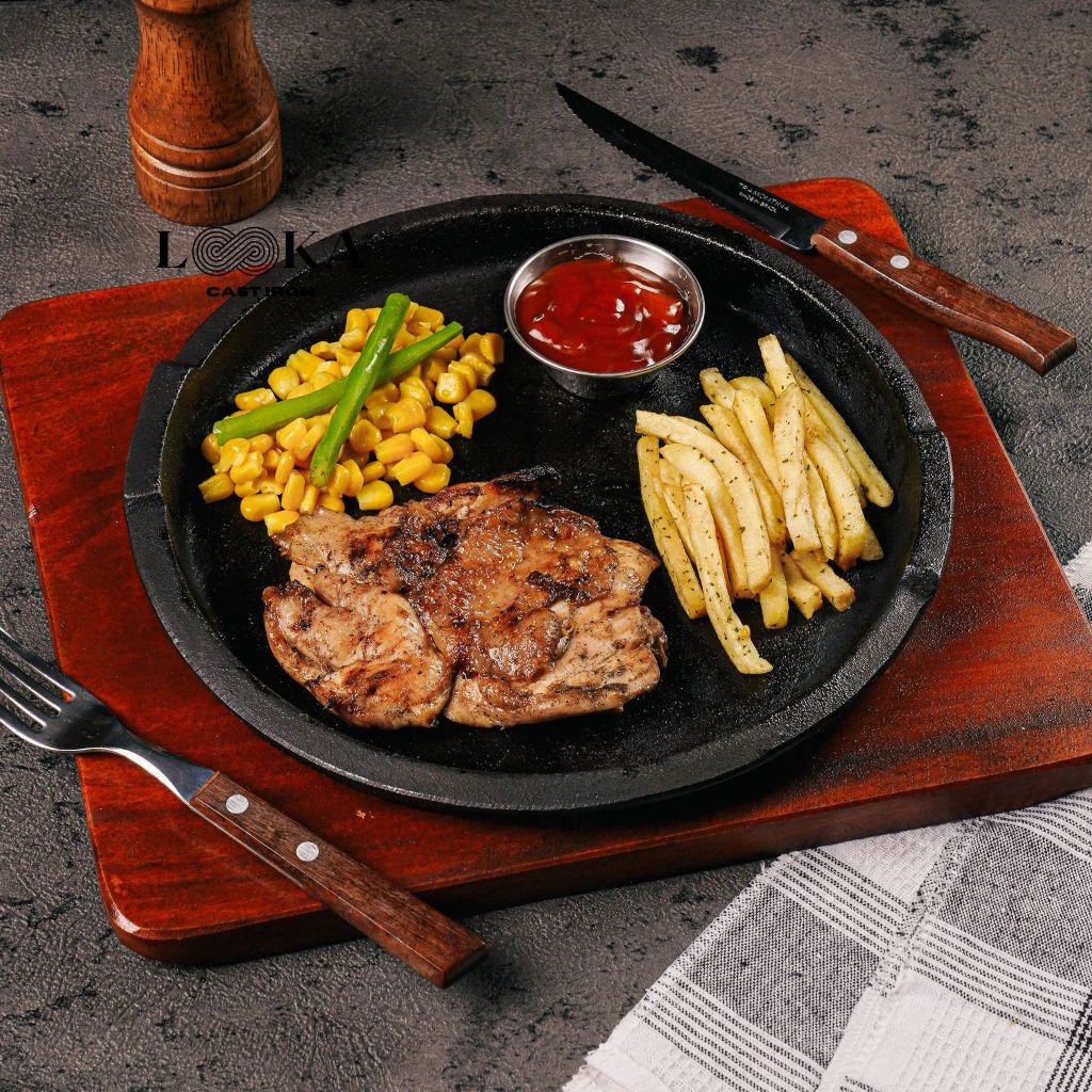 Jual Looka Cast Iron Hot Plate / Piring Steak Bulat Diameter 25 cm ...