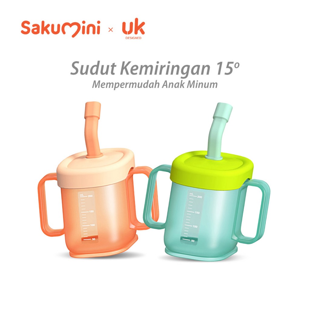 Jual Sakumini Curve Straw Cup Training Gelas Minum Sedotan Anak | Shopee Indonesia