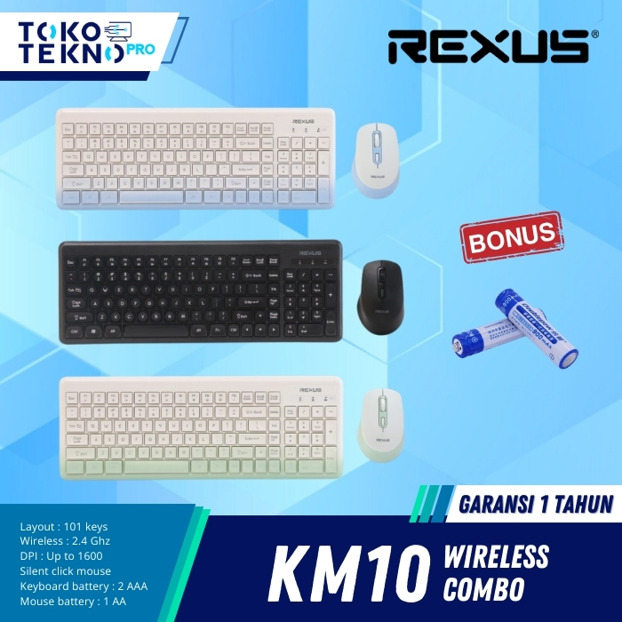 Jual Rexus KM10 / KM-10 Wireless Mouse Keyboard Combo Office | Shopee Indonesia