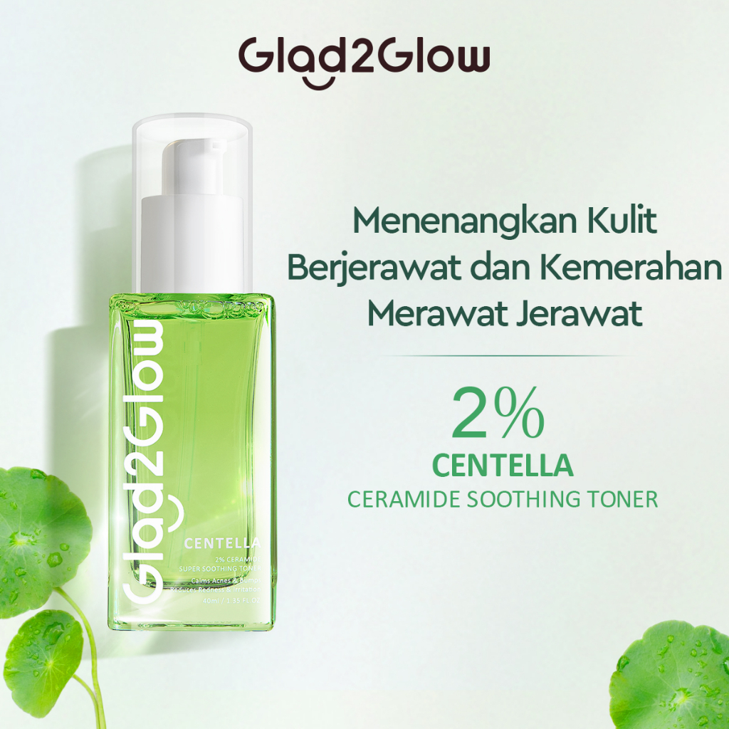 Jual GLAD2GLOW 2% Centella Ceramide Super Soothing Acne Toner 40ml | Shopee Indonesia