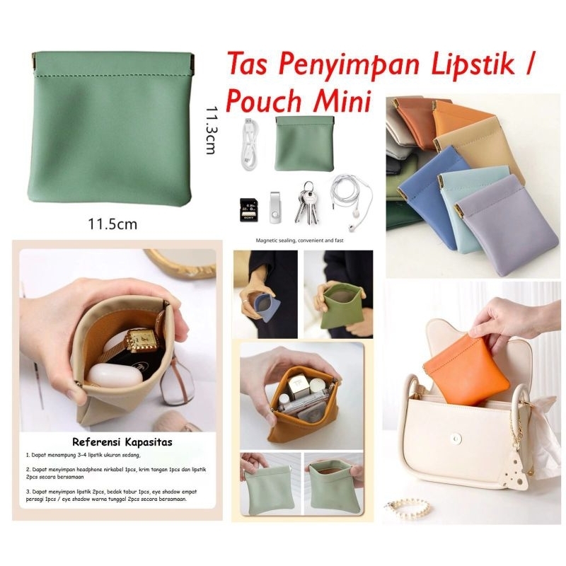 Jual TAS PENYIMPAN LIPSTIK - POUCH MINI KULIT PENUTUP MAGNET | Shopee ...