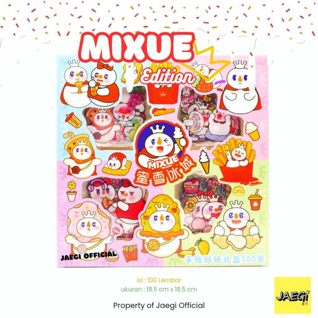 Jual JAEGi - Sticker Mixue Aesthetic Box isi 100 Pcs Premium | Shopee ...