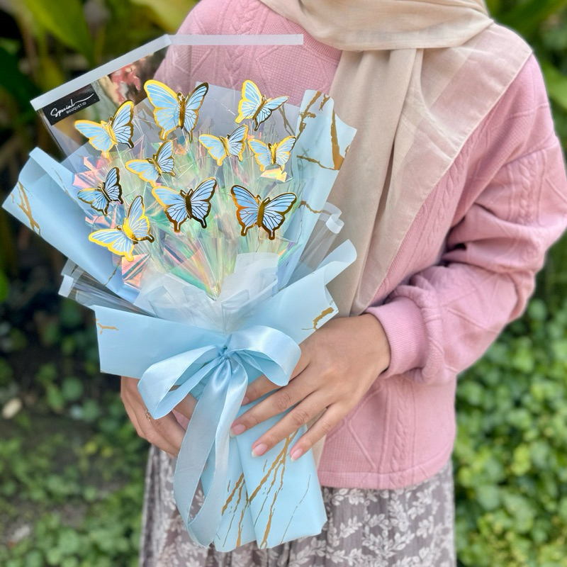 Jual (FREE LAMPU LED) BUKET HOLOGRAM KUPU-KUPU LED/BUTTERFLY BY ...