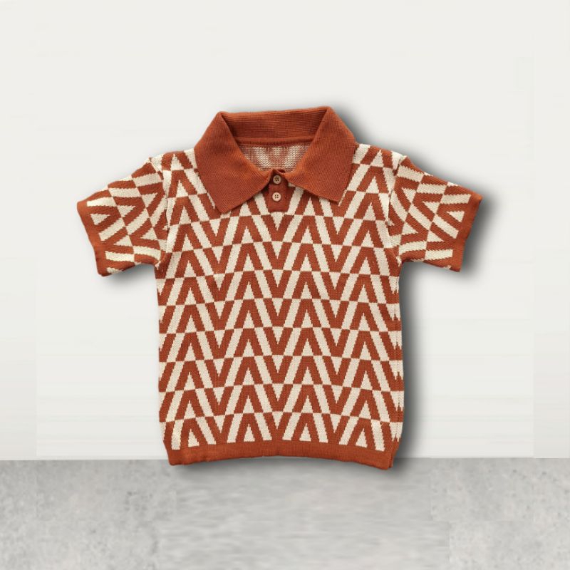 Jual Gusshop - Baju polo rajut premium lengan pendek motif V unisex ...