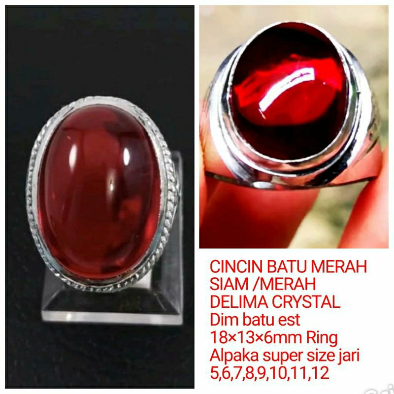Jual BATU CINCIN MERAH DELIMA SIAM CRYSTAL | Shopee Indonesia