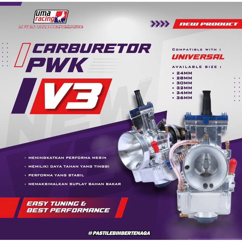 Jual Karburator Karbu PWK 24 28 30 32 34 36 Uma Racing V3 Original Kapa Racing Shop | Shopee ...