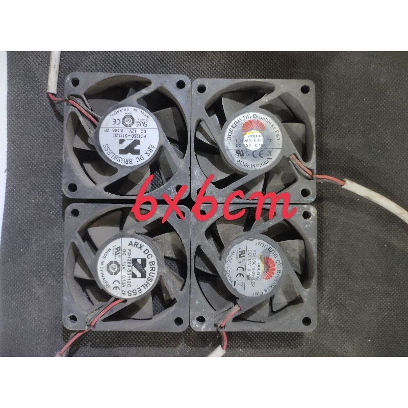 Jual kipas fan cpu bekas normal 12vdc 6x6cm merk campur ampere campur ...