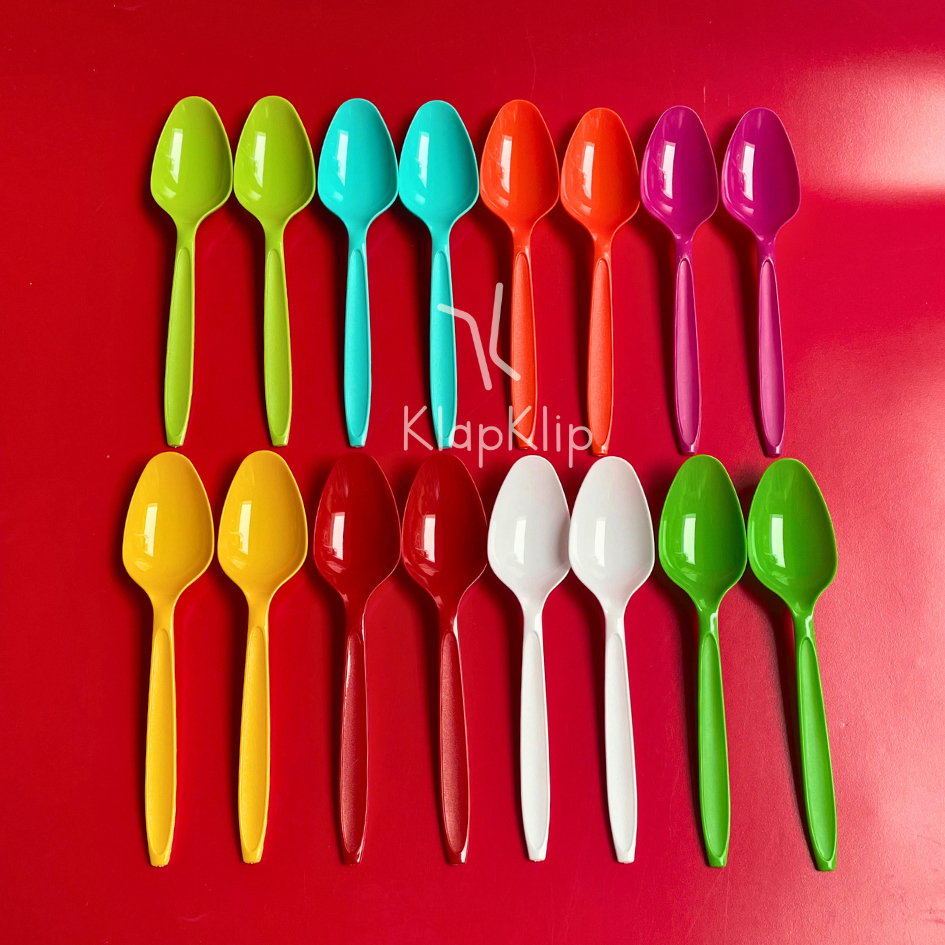 Jual 1pack = 100pcs Sendok Makan Warna SOLID - Sendok Jus - Sendok ...