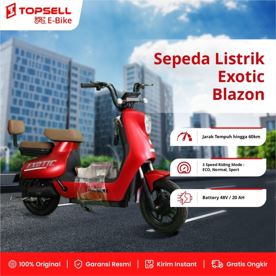 Jual Sepeda Listrik Exotic Blazon 600Watt Jarak tempuh 60KM | Shopee ...