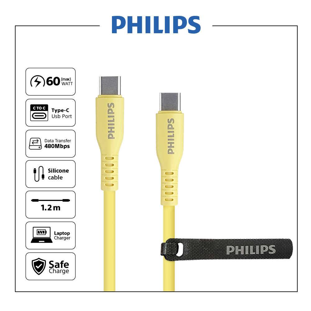 Jual Philips USB-C to C Soft Silicone Cable PD 60W 1.2M Pastel Color ...