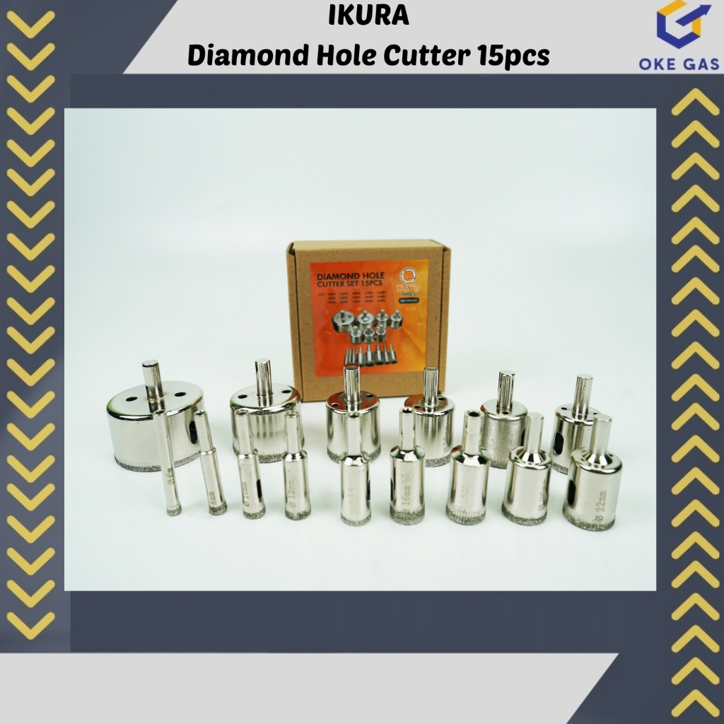 Jual Ikura Mata Bor Kaca Glass Keramik Diamond Hole Cutter Set 15pcs ...