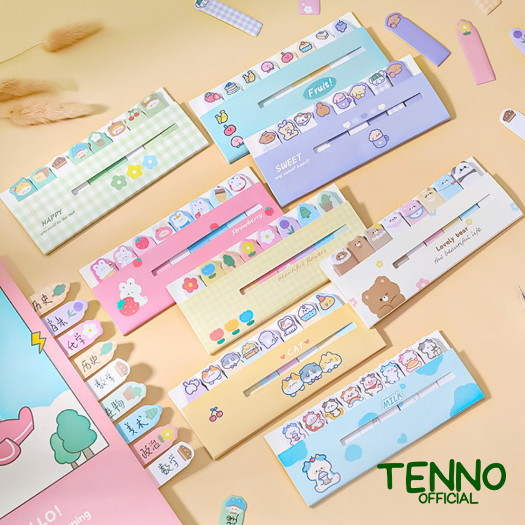 Jual TENNO Memo Sticky Notes 8 in 1 Isi 120 Lembar Motif Karakter Lucu ...