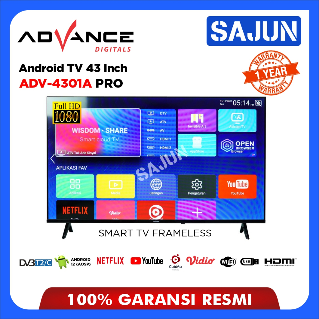 Jual Advance Android TV LED 43 Inch ADV-4301A PRO Smart TV Digital ...