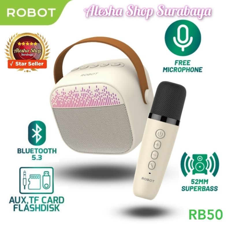 Jual ROBOT RB50 RGB Bluetooth Speaker Karaoke Portabel Powerful Bass ...