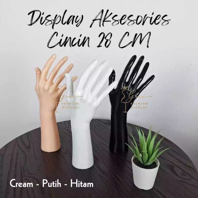 Jual Manekin Tangan Kanan 28 Cm Manekin Display Cincin Putih Hitam Dan ...