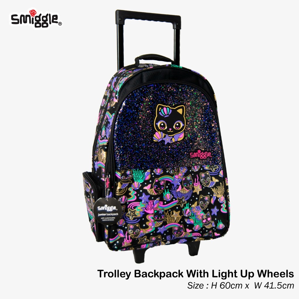Jual Smiggle Bag Backpack Trolley Light wheel /troli dengan roda lampu ...