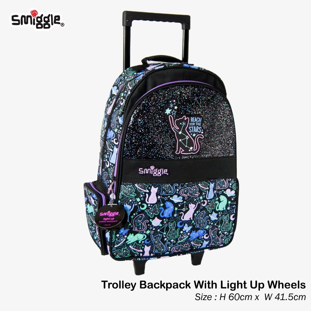 Jual Smiggle Bag Backpack Trolley Light wheel /troli dengan roda lampu ...