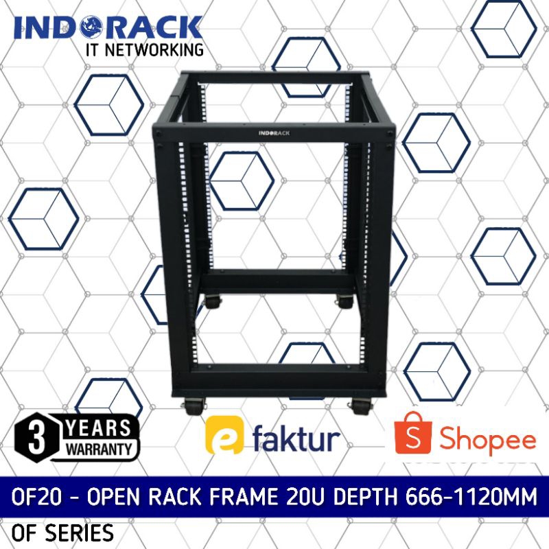 Jual OF20 Open Frame Rack 20U Depth 664-1120mm INDORACK Rak Audio ...