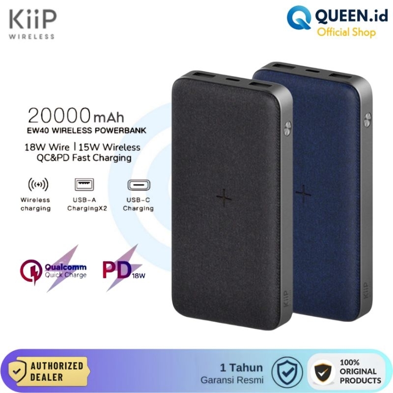 Jual KIIP EW40 20000 mAh Powerbank QC 3.0 PD Wireless Charging / 18W ...