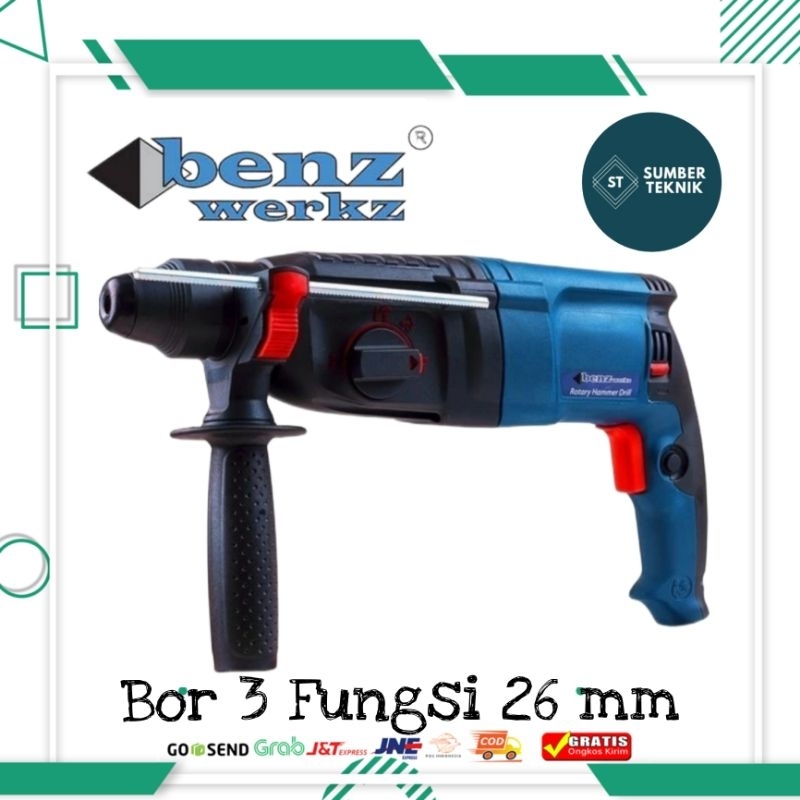 Jual BENZ WERKZ Rotary Hammer / Mesin Bor Bobok Tembok Beton 3 Fungsi ...