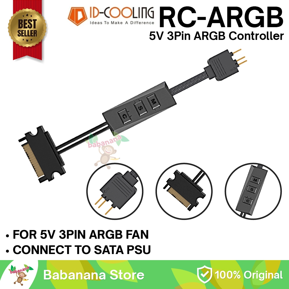 Jual ID-COOLING RC ARGB 3PIN 5V CONTROLLER SATA 3 PIN 5 V LED ADAPTER ...