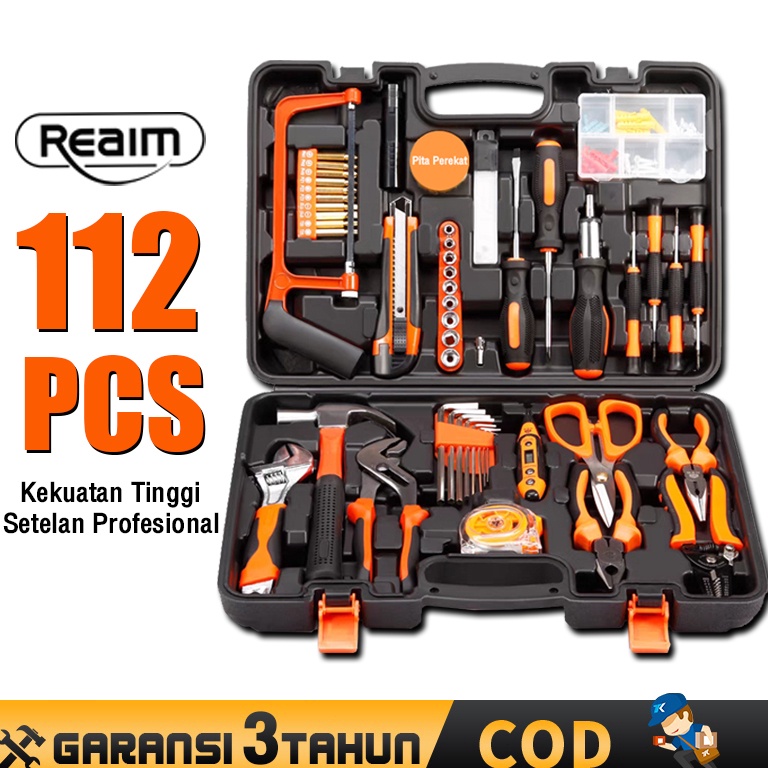 Jual Harga Spesial Reaim Hand Toolset 112PCS Tool Kit Alat Rumah Tangga ...