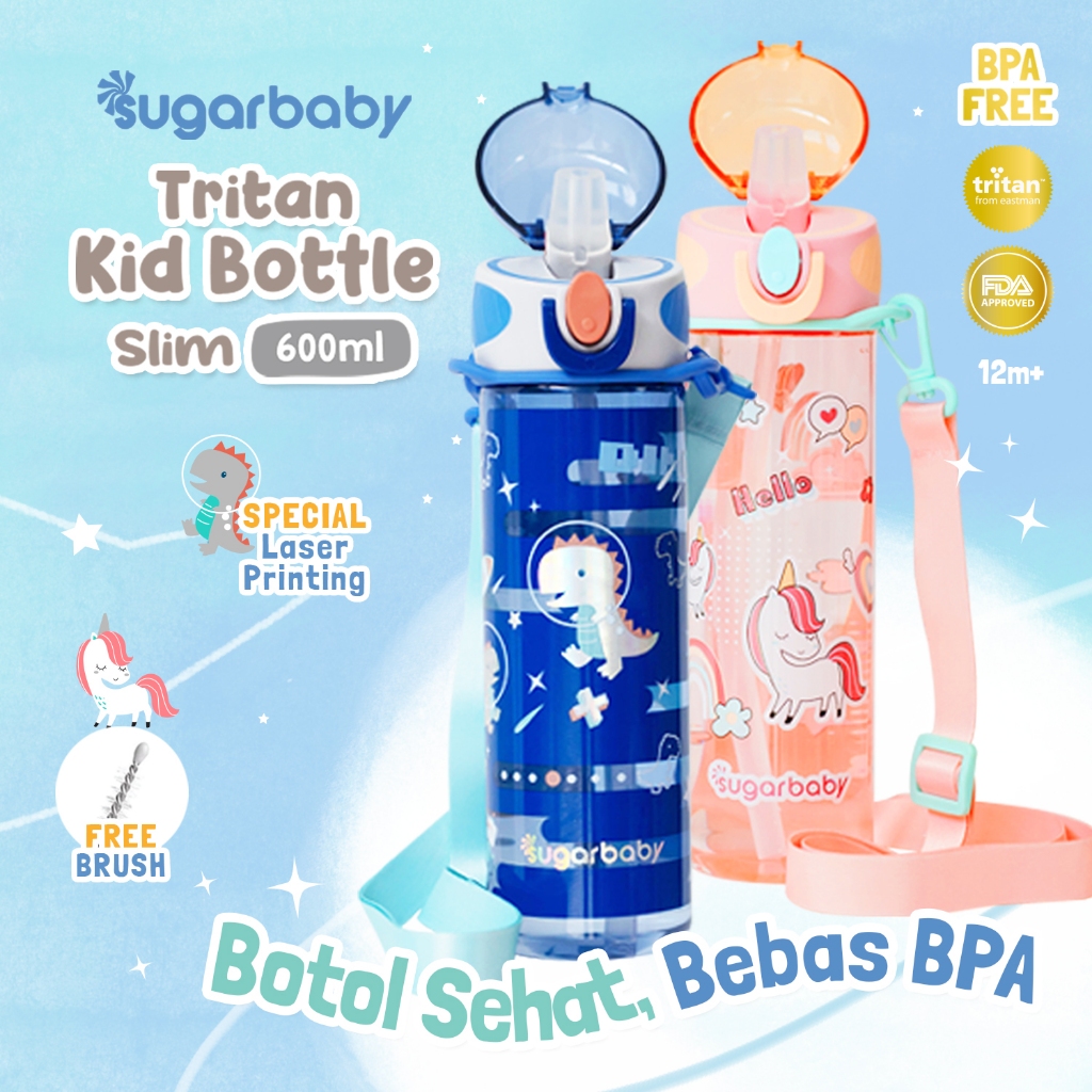 Jual Sugarbaby Tritan Kid Bottle Slim 600 ml botol minum anak BPA free Aman/Sedotan awet/Premium ...