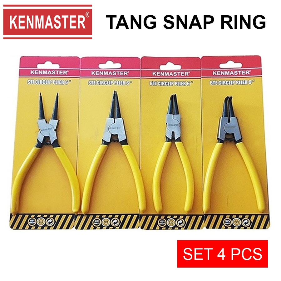 Jual Tang Snap Ring 6 inch / Kenmaster Tang Circlip Set 4 pcs STI STE ...