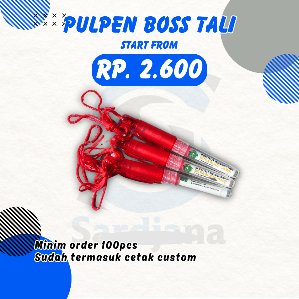 Jual Bulpen Pulpen Pen Boss Tali Cetak Custom Untuk Promosi dan Event ...