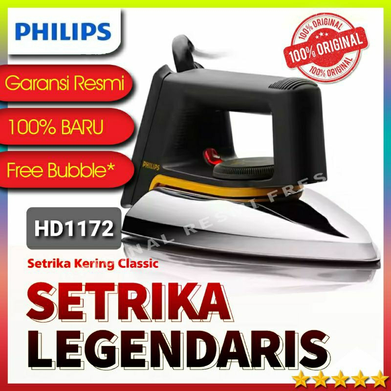 Jual PHILIPS Setrika Dry Iron Classic HD1172 Original Resmi | Shopee ...