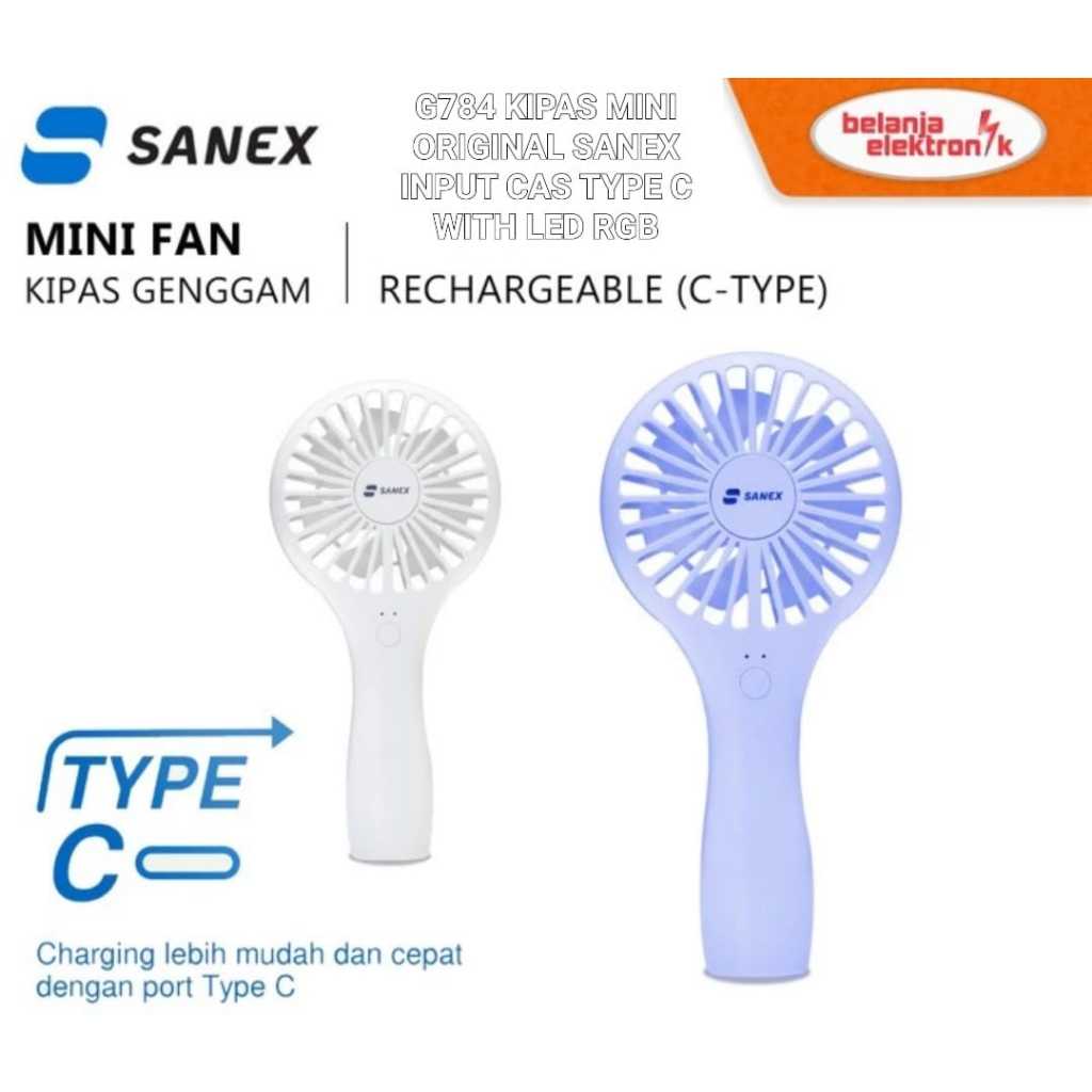 Jual G784 KIPAS ANGIN MINI PORTABLE TANGAN ORIGINAL CAS CHARGER SANEX ...