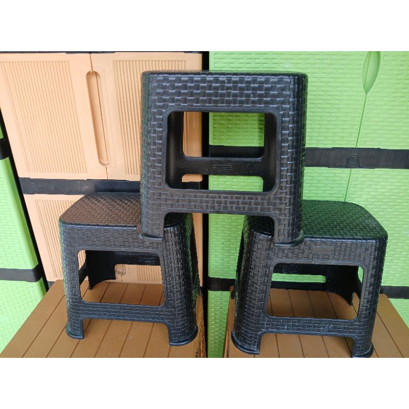 Jual KURSI JONGKOK ROTAN / BANGKU BAKSO MINI HITAM / KURSI BAKSO PENDEK ...
