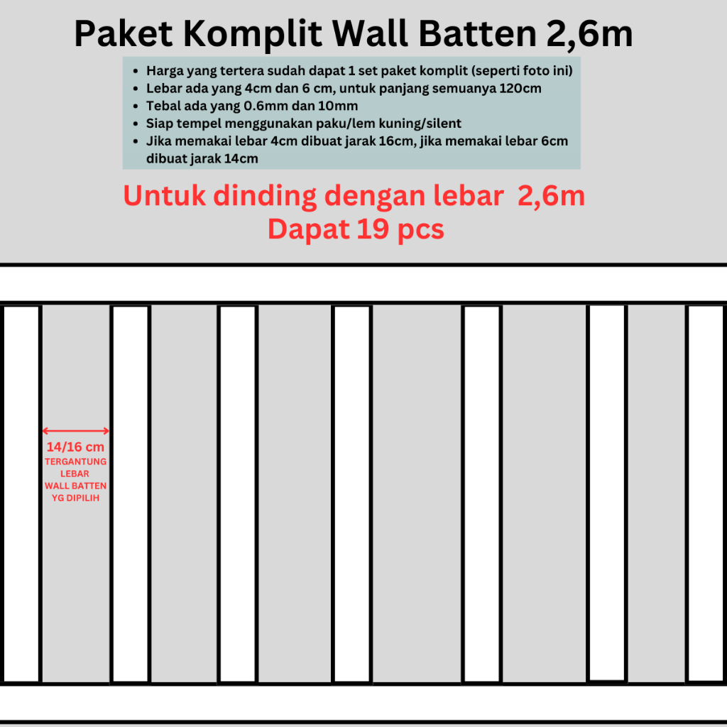 Jual Paket Komplit Wall Batten Kayu Solid Anti Ribet Untuk Lebar ...