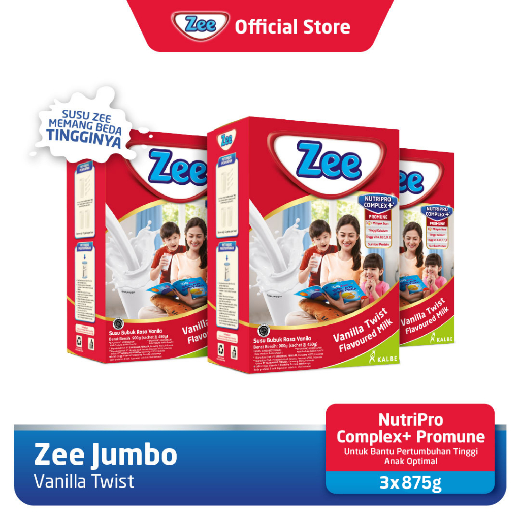 Jual Zee Reguler Jumbo Vanilla Twist Milk 875gr (3 Pack) | Shopee Indonesia